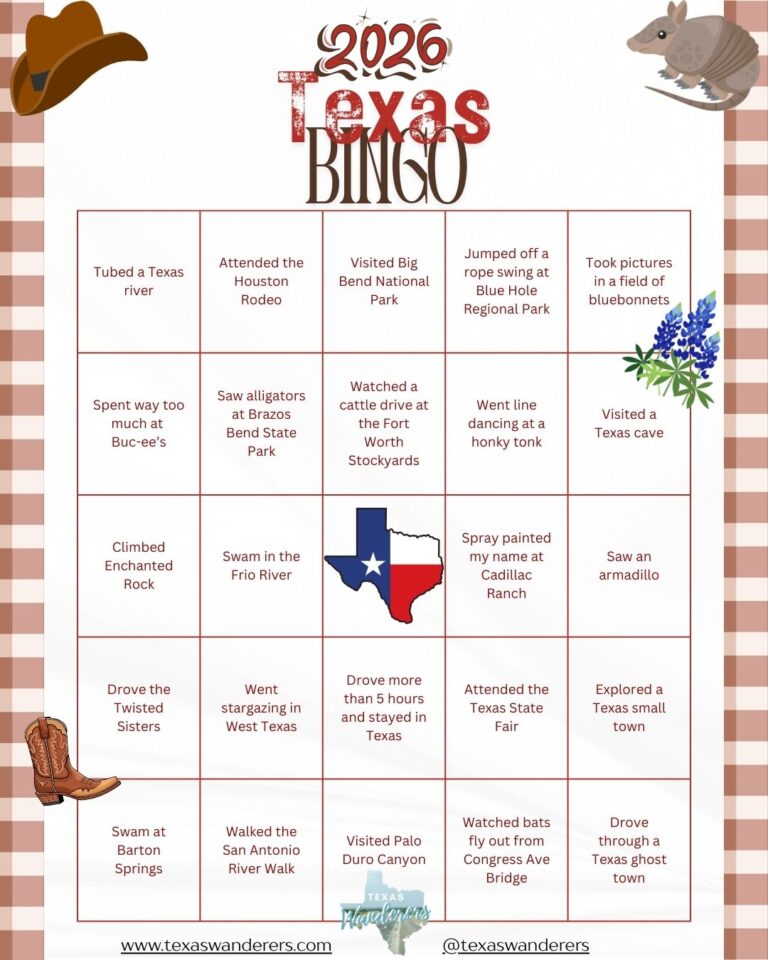 2026 Texas Bingo Card - Texas Wanderers